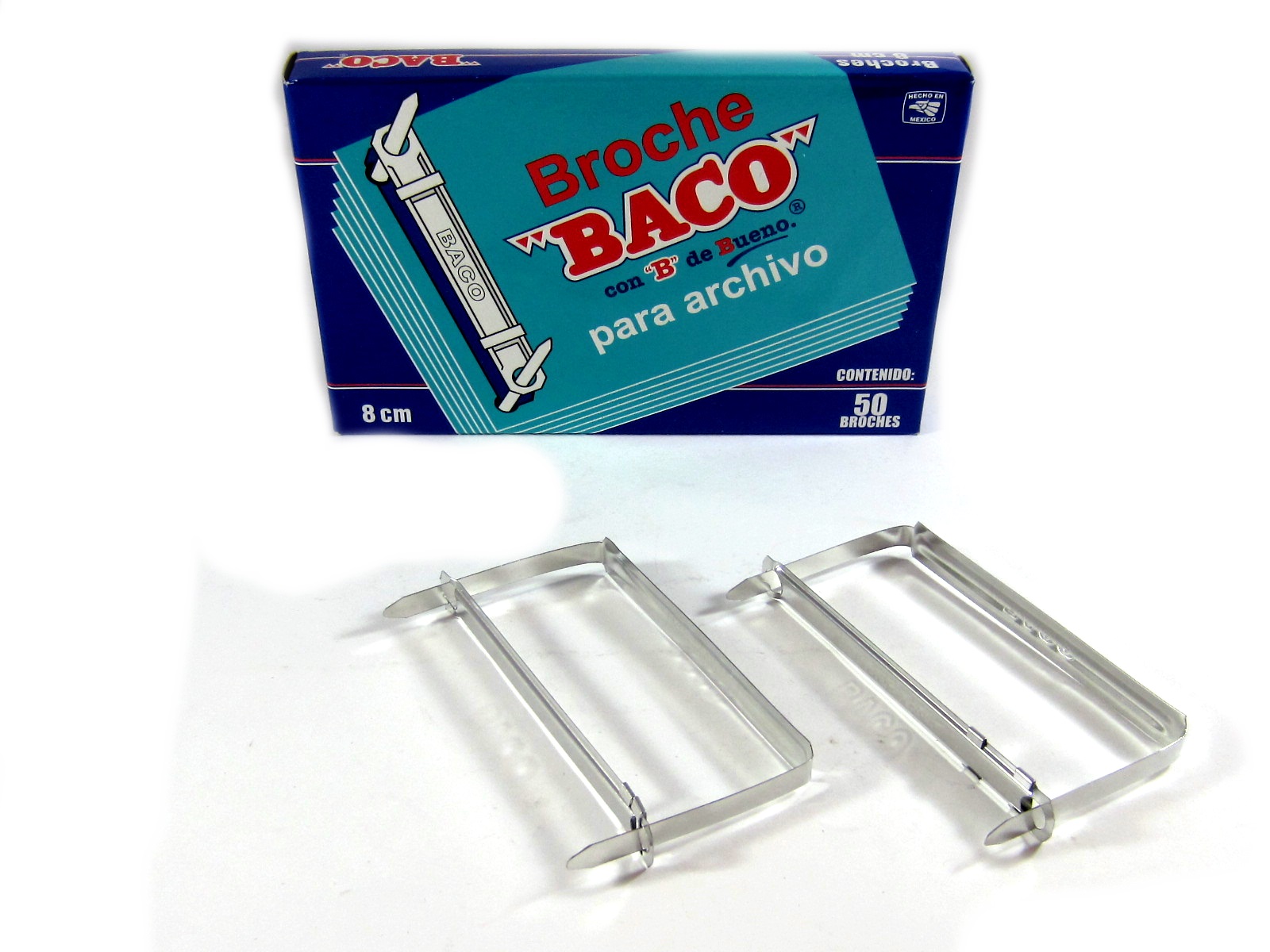 CAJA DE BROCHES 8 CMS P/ARCHIVO CAJA AZUL 182 BACO - Proveedora de Oficinas